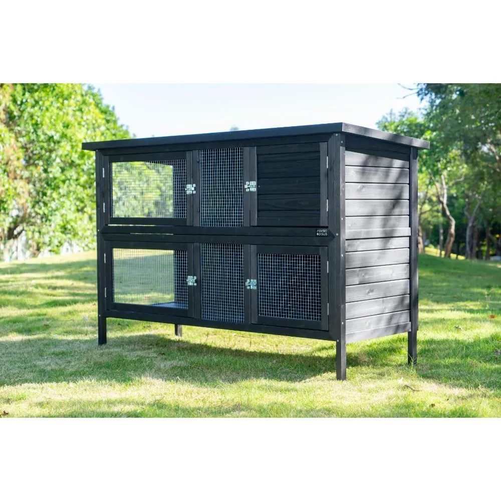 Nordic Paws kaninbur i 2 etager 1520x630x1000 mm, sort | Plantorama