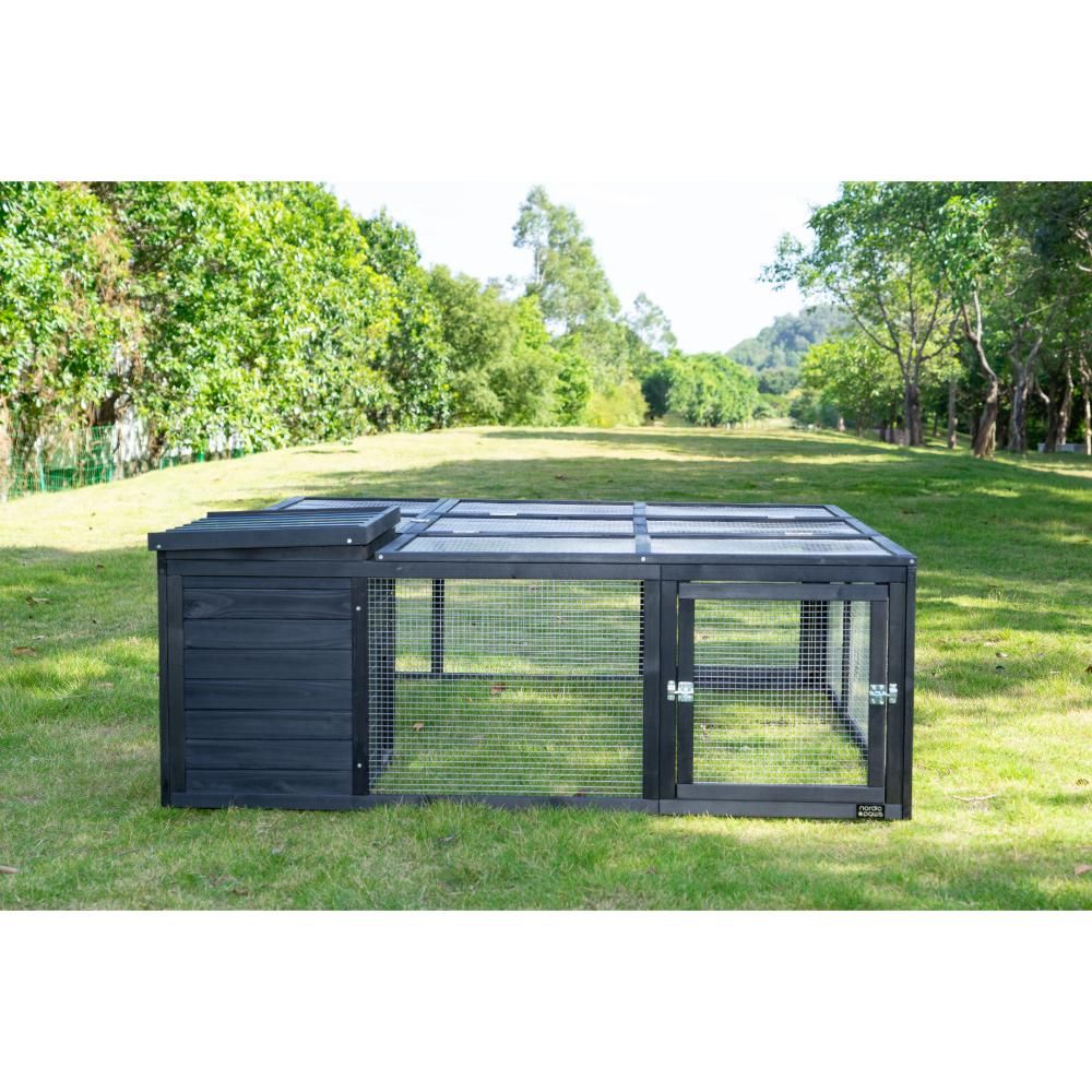 Nordic Paws kaninbur med løbegård 1621x1600x606 mm, sort | Plantorama