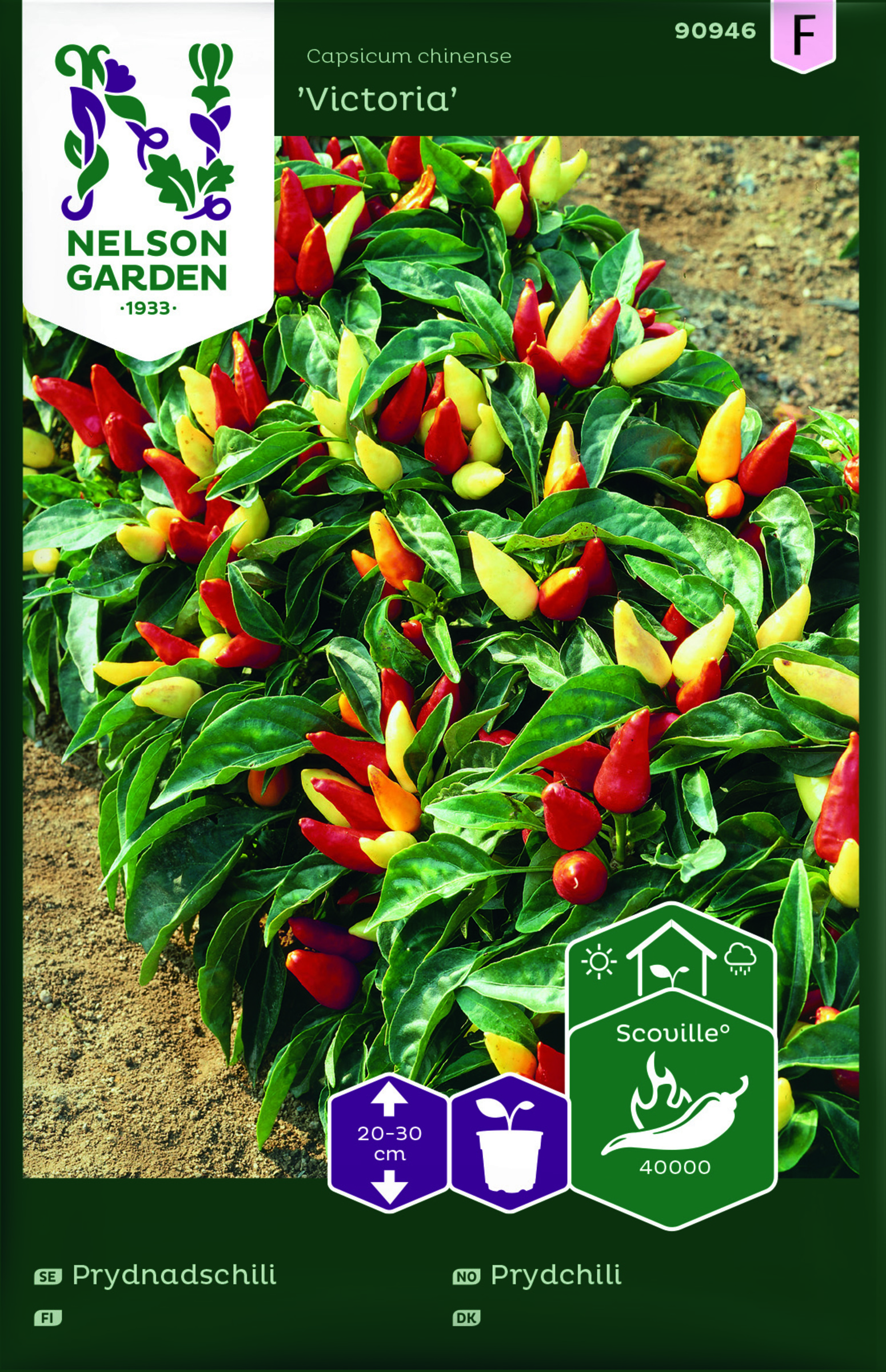 Nelson Garden Chili Capsicum chinense 'Victoria' Grøntsagsfrø | Plantorama