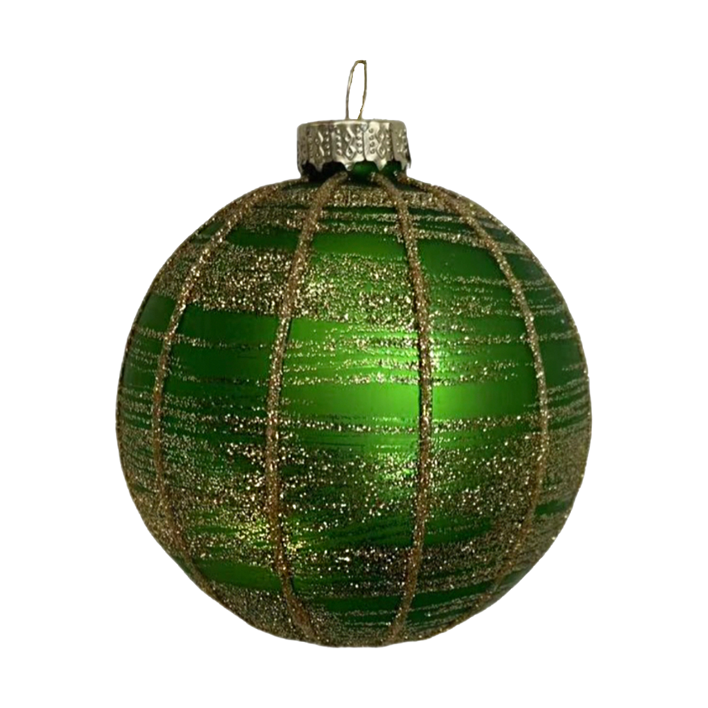Julekugle grøn m/guld glimmer | Plantorama