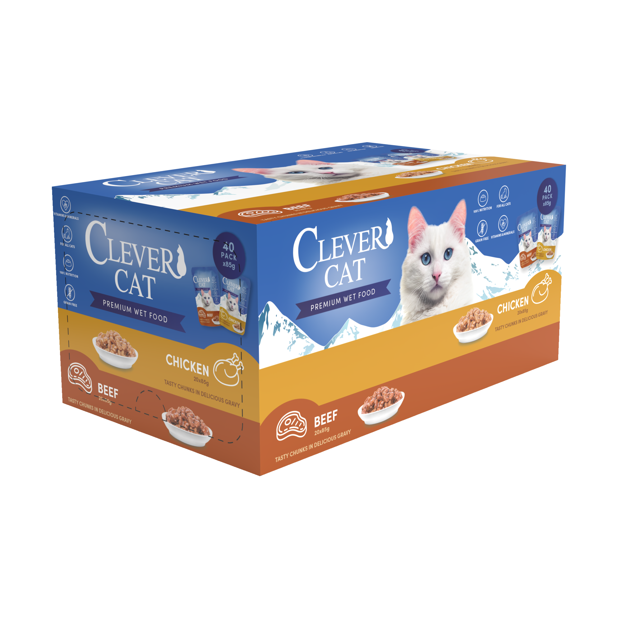 Clever Cat Pouches 40-pack, mixed | Plantorama