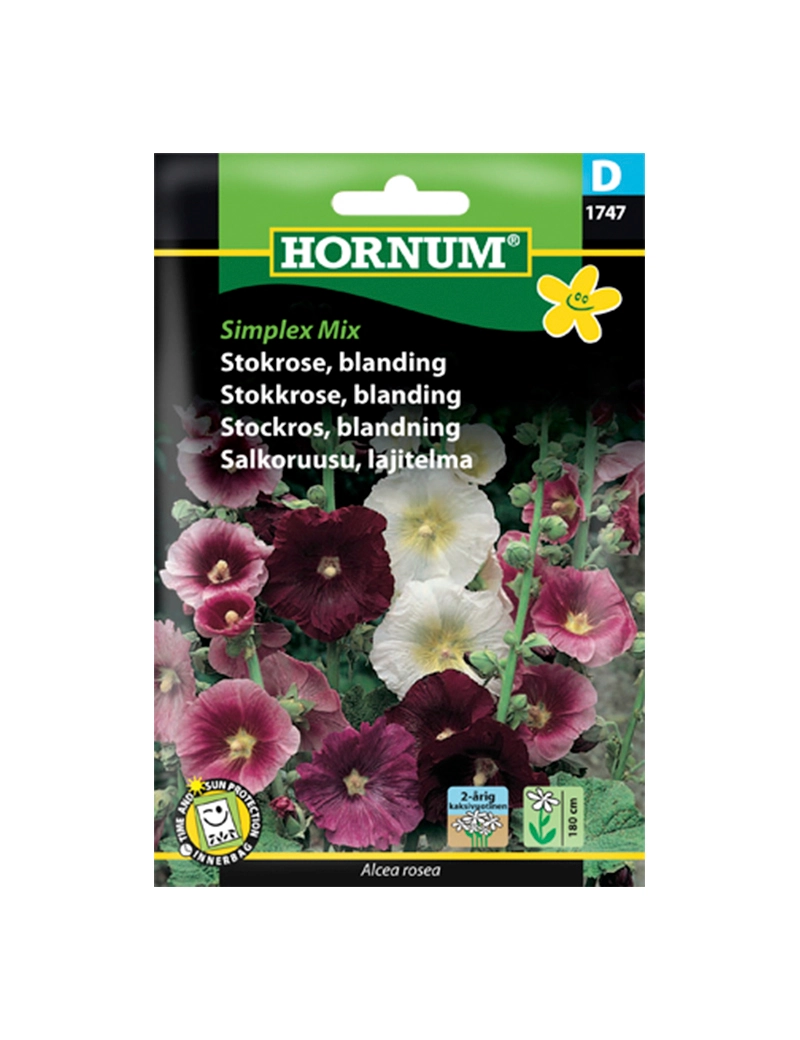 Stokrose, blanding frø, Alcea rosea 'Simplex Mix' | Plantorama
